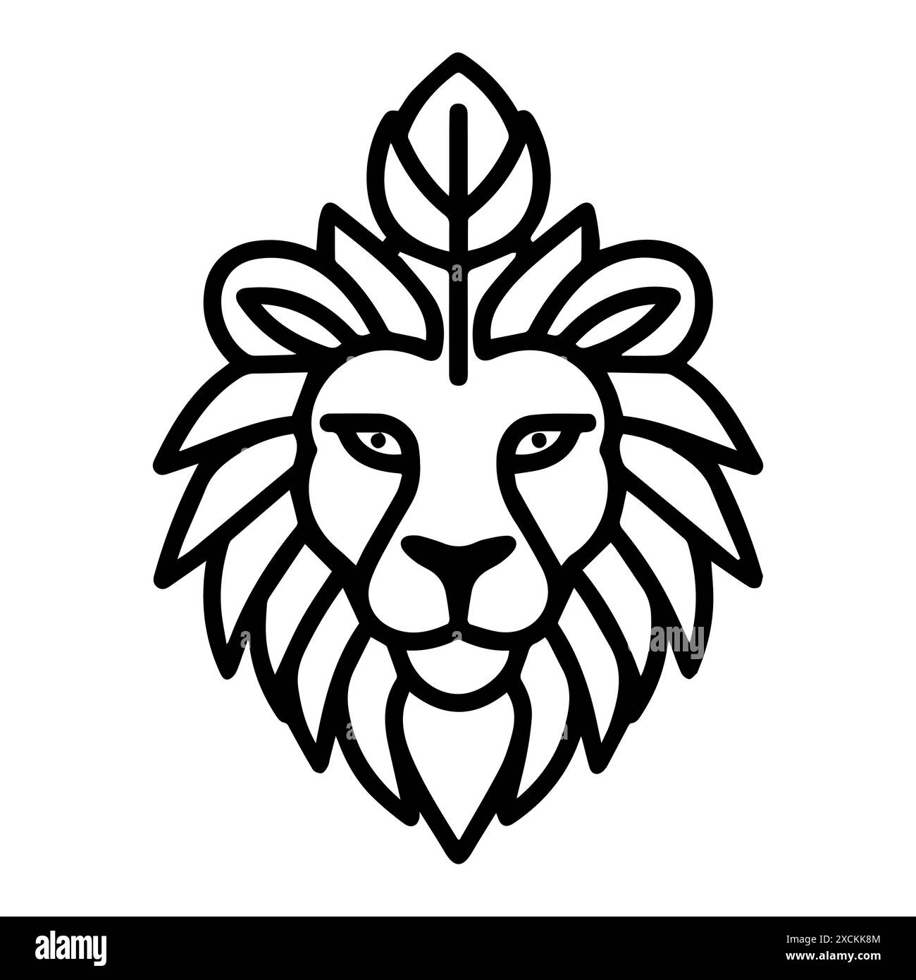 Lion Oak logo or modern line icon. Vector line art and icon design with ...