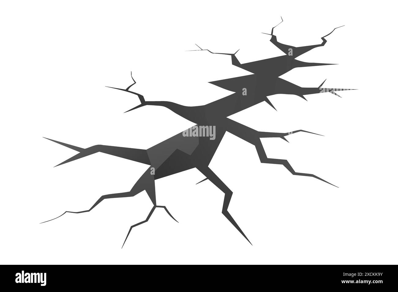 Cleft in the ground and a hole in the floor on a white background Stock ...