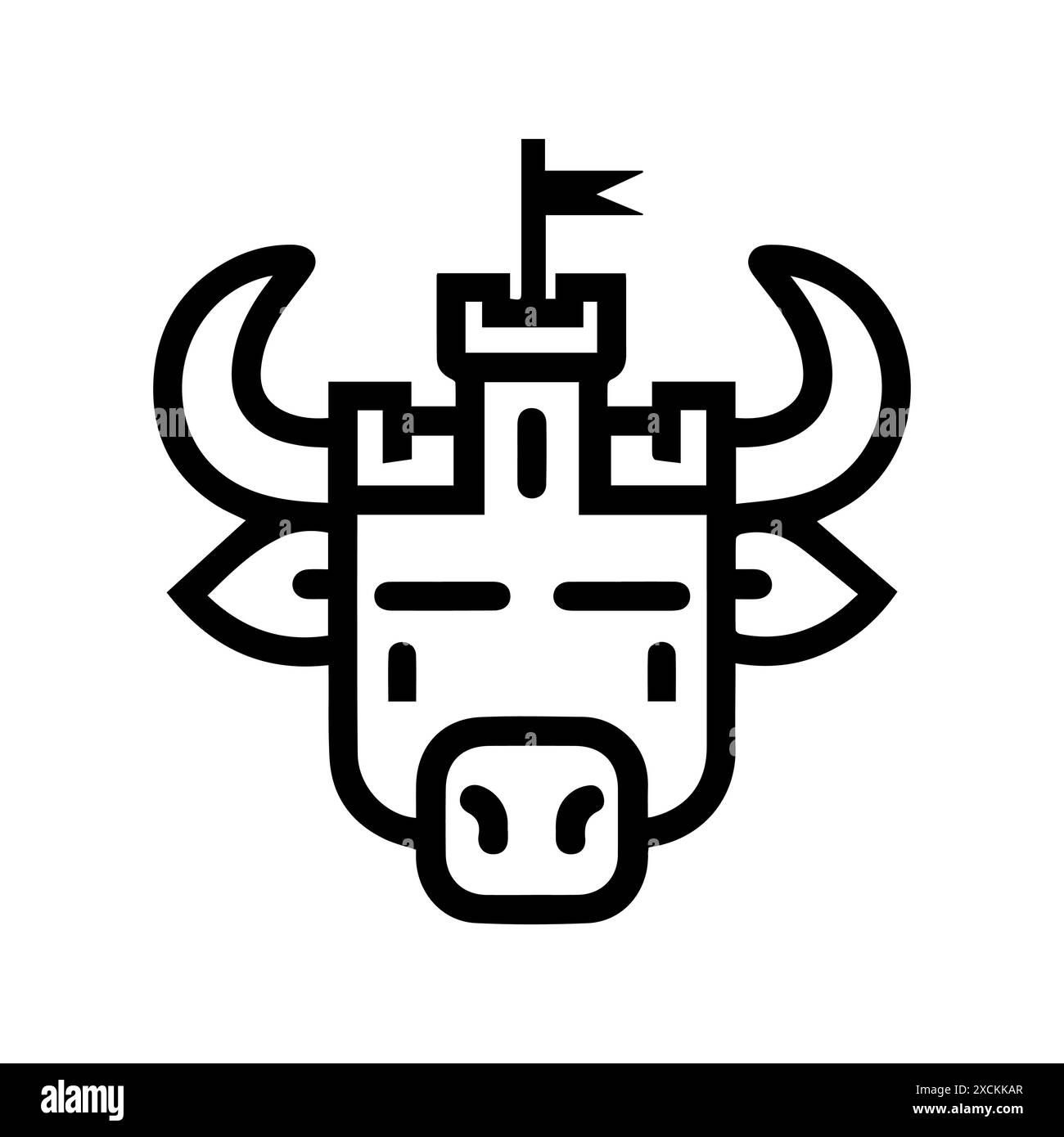 Bull Castle logo or modern line icon. Vector line art and icon design ...