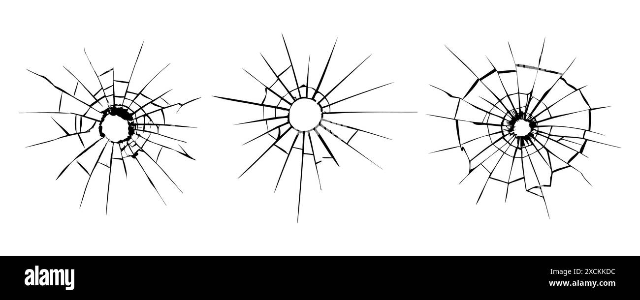 Texture set Bullet hole in glass. Broken glass. Cracked window glass ...