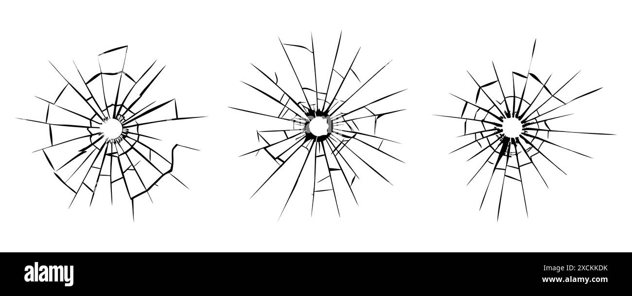 Texture set Bullet hole in glass. Broken glass. Cracked window glass ...