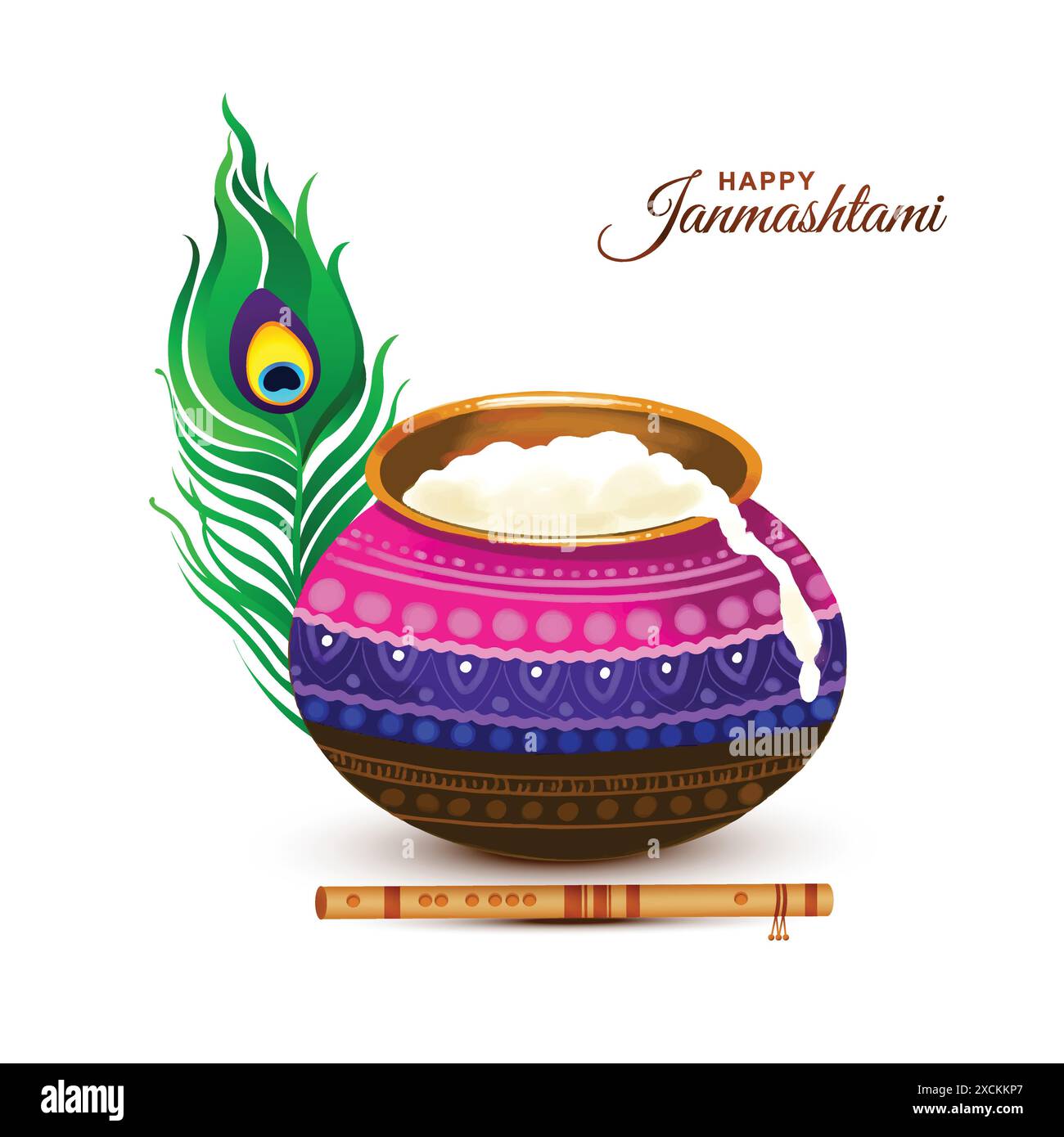 Happy janmashtami background with matki and makhan Stock Vector Image ...