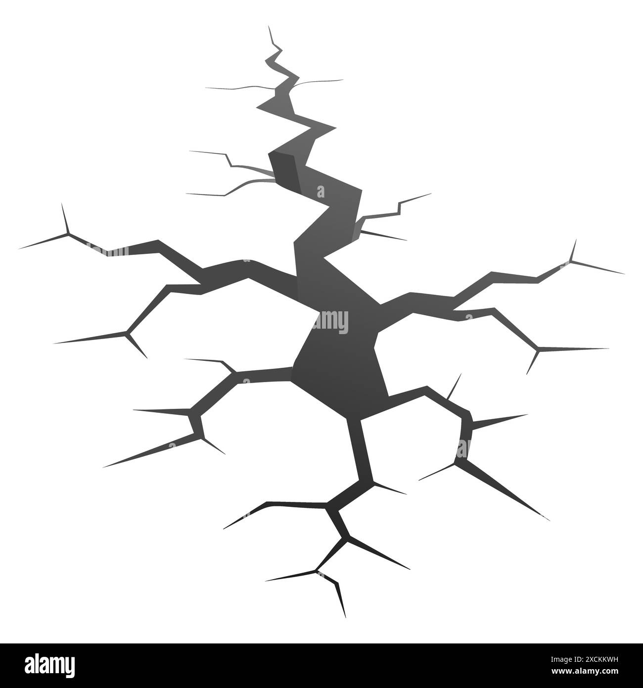 Cleft in the ground and a hole in the floor on a white background Stock ...