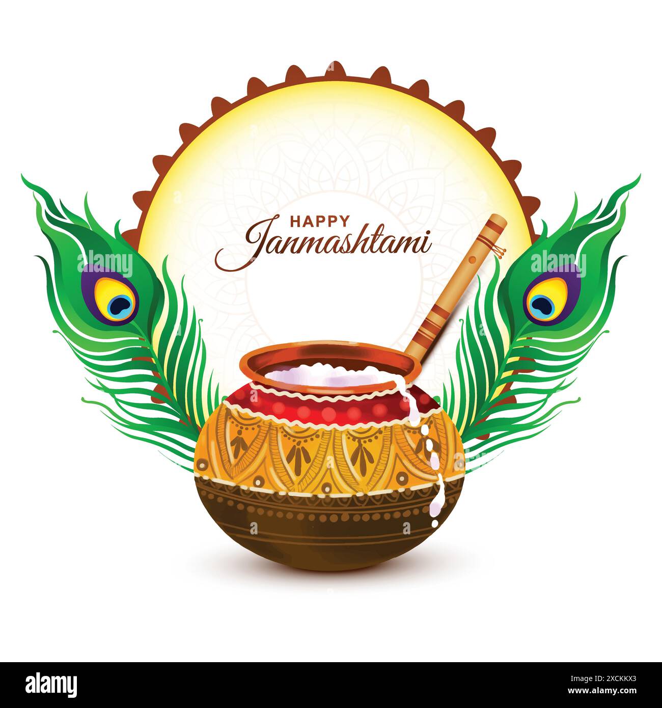 Happy janmashtami festival of india lord krishna beautiful card ...