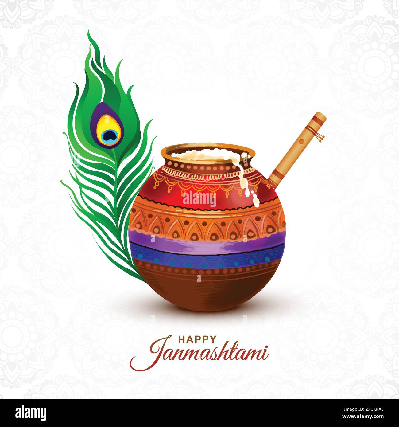 Happy janmashtami background with matki and makhan Stock Vector Image ...