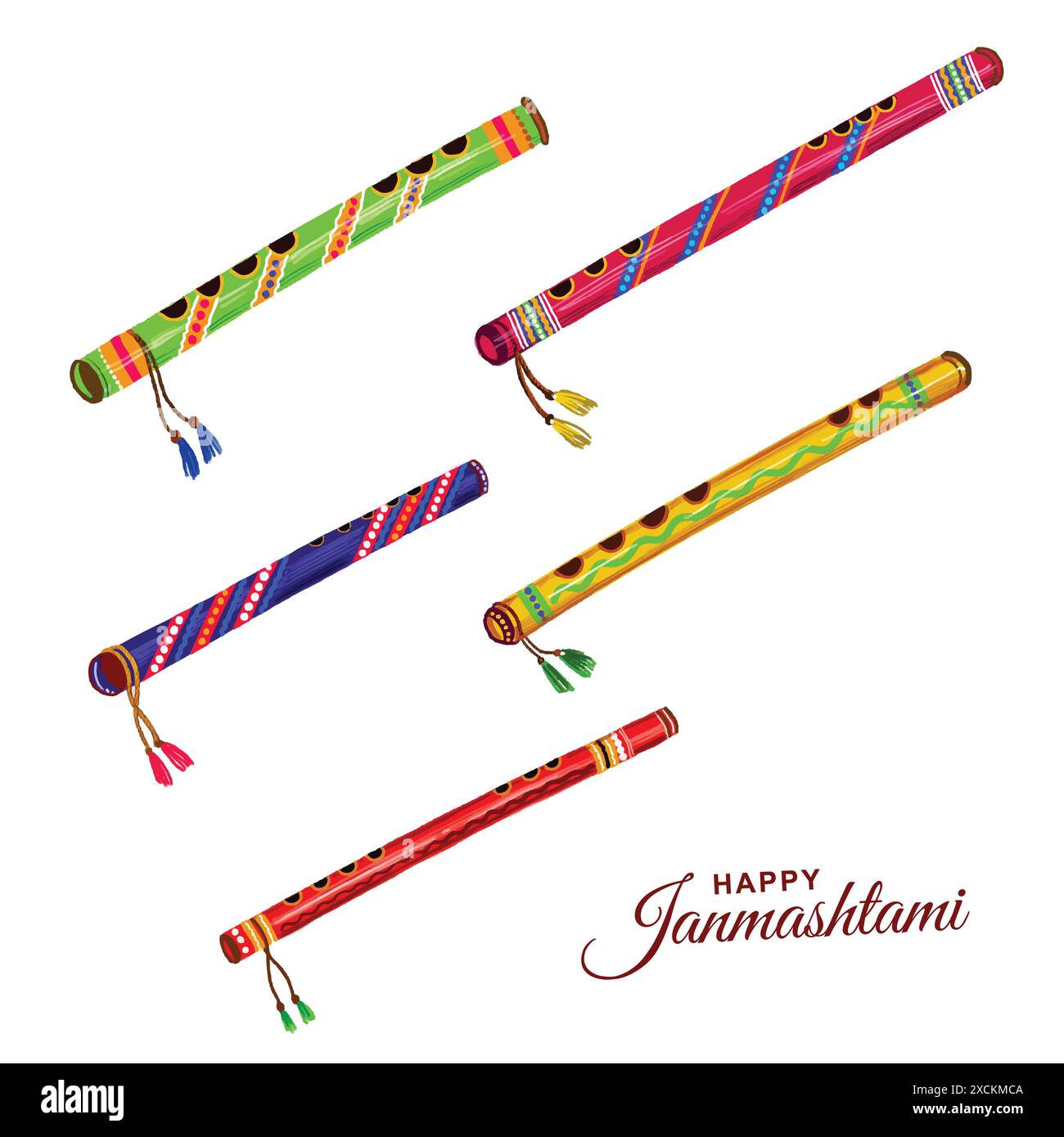 Beautiful flute krishna janmashtami card background Stock Vector Image ...