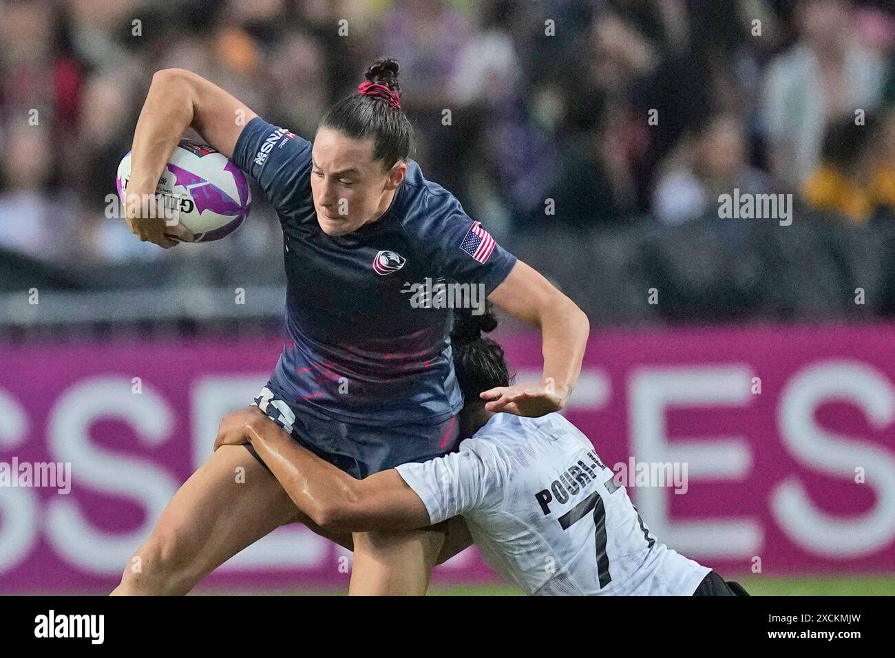 FILE - New Zealand's captain Risi Pouri-Lane tackles Lauren Doyle ...
