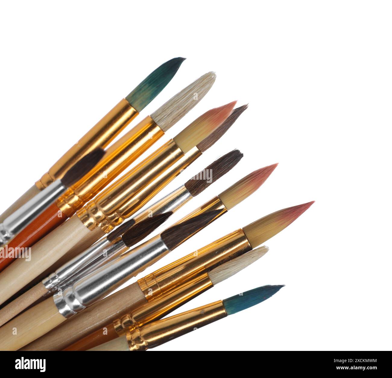 Many different paint brushes on white background Stock Photo - Alamy