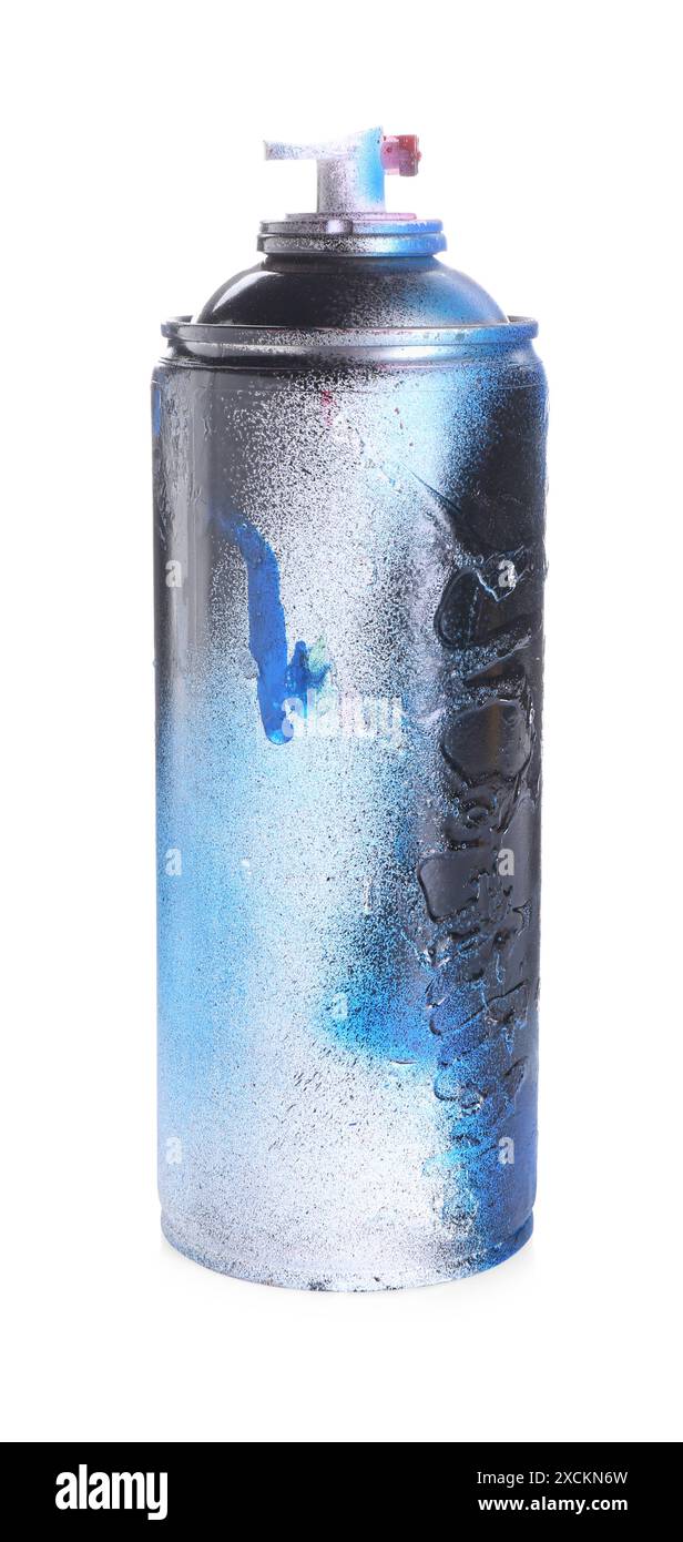 One can of bright spray paint isolated on white Stock Photo - Alamy