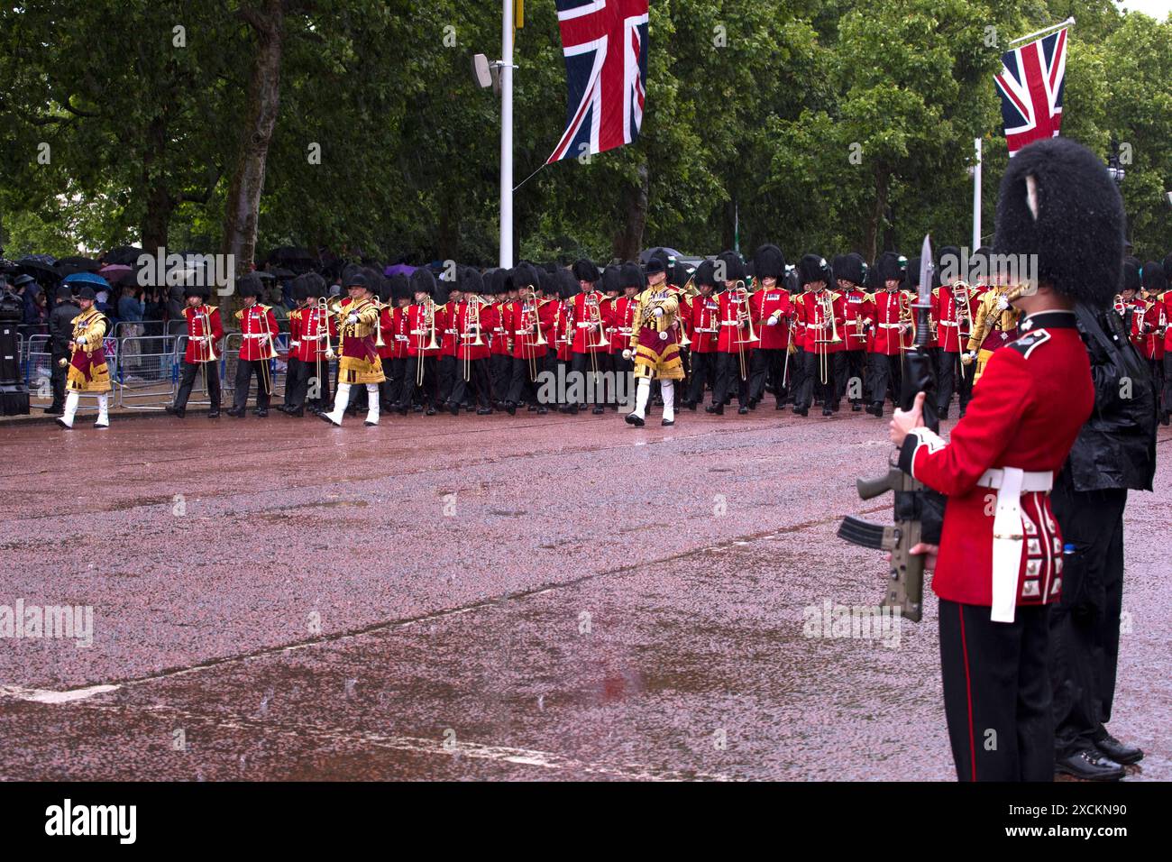 Marching Grenadier Guards Band Playing Trombones Trooping The Colour ...