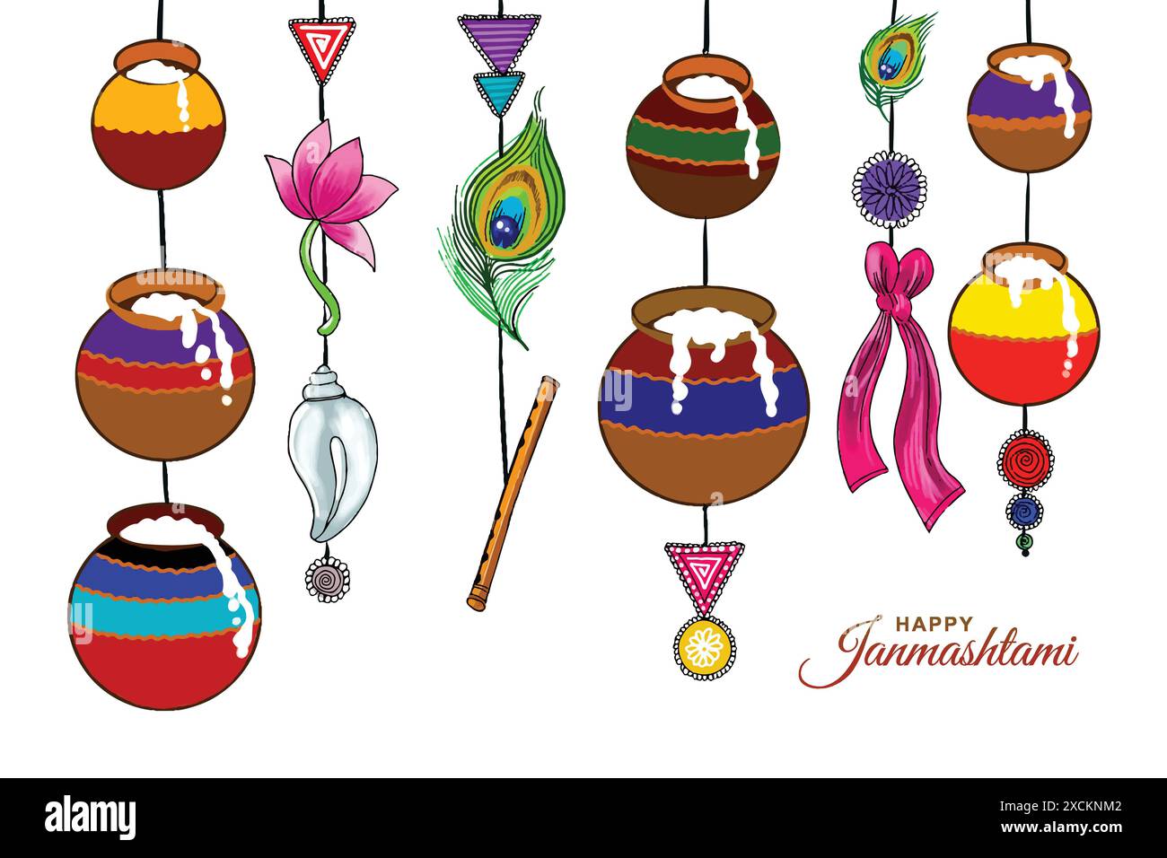 Krishna janmashtami digital art illustration card design Stock Vector ...