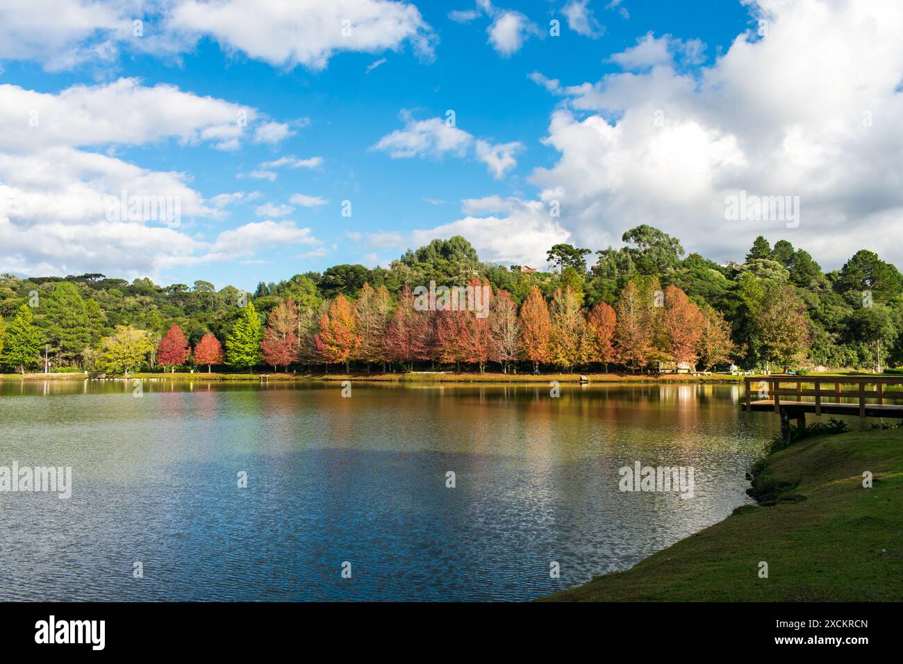 A view of Sao Bernardo Lake in Autumn. Tourist destination in Sao ...
