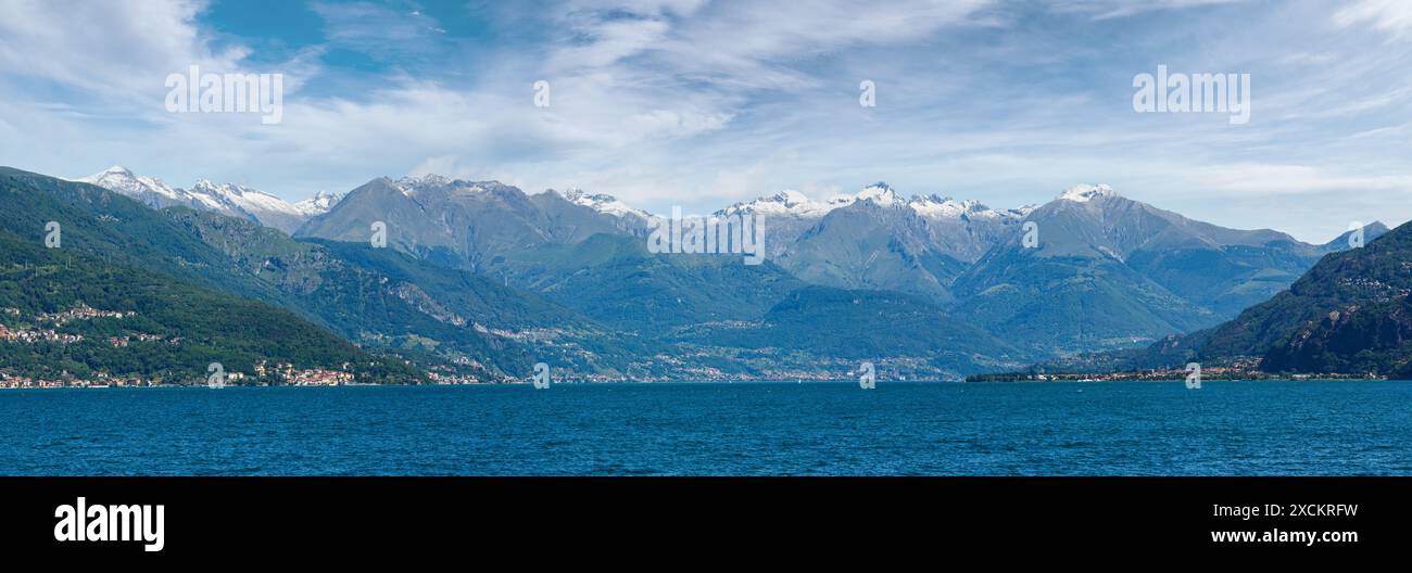 Lake Como (Italy) summer view from ship board. Panorama Stock Photo - Alamy