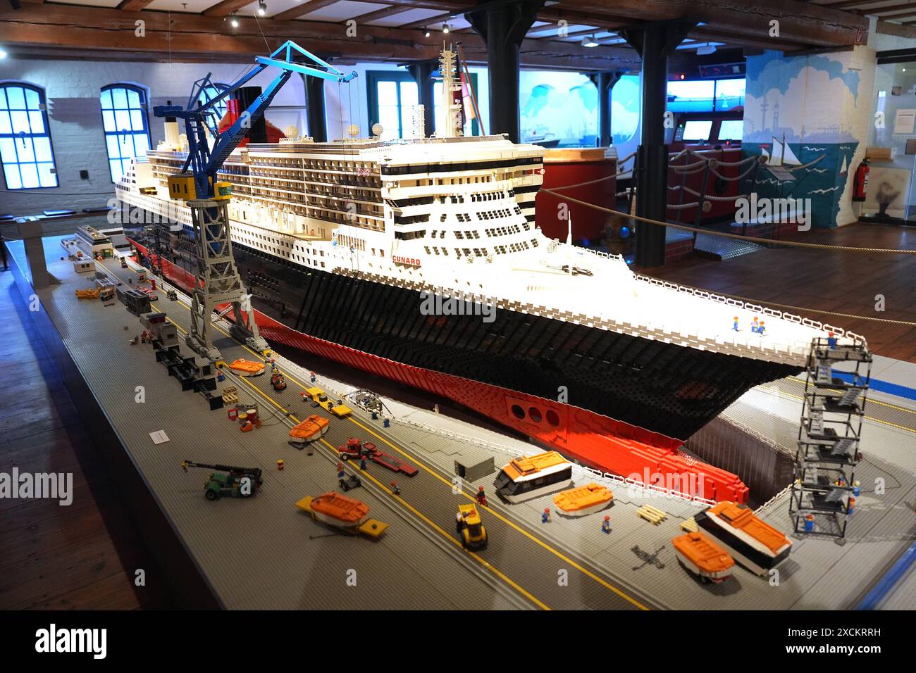 Hamburg, Germany. 17th June, 2024. The Lego model of the "Queen Mary 2 ...