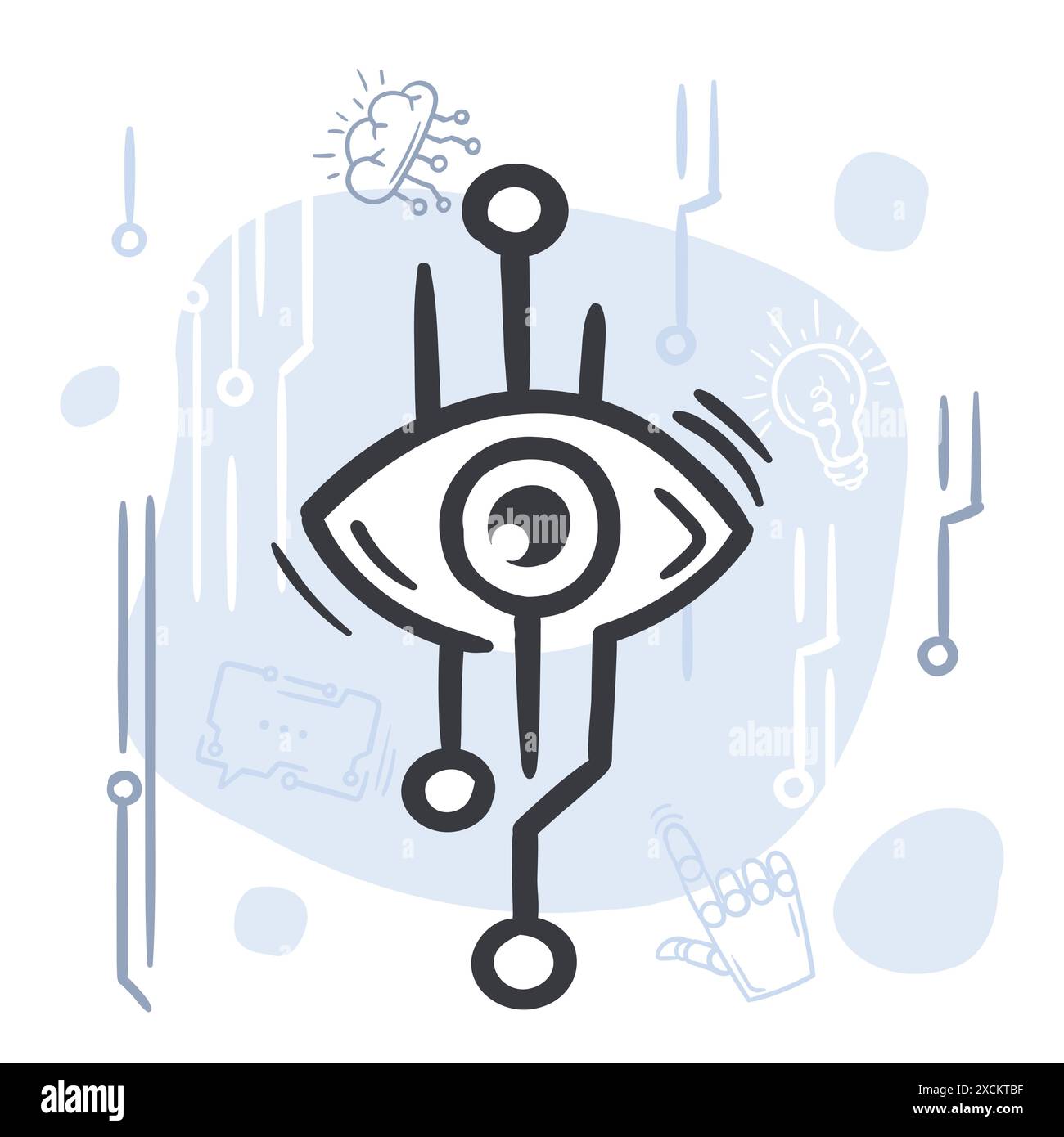 Computerized eye with digital information flow. Concept of artificial ...