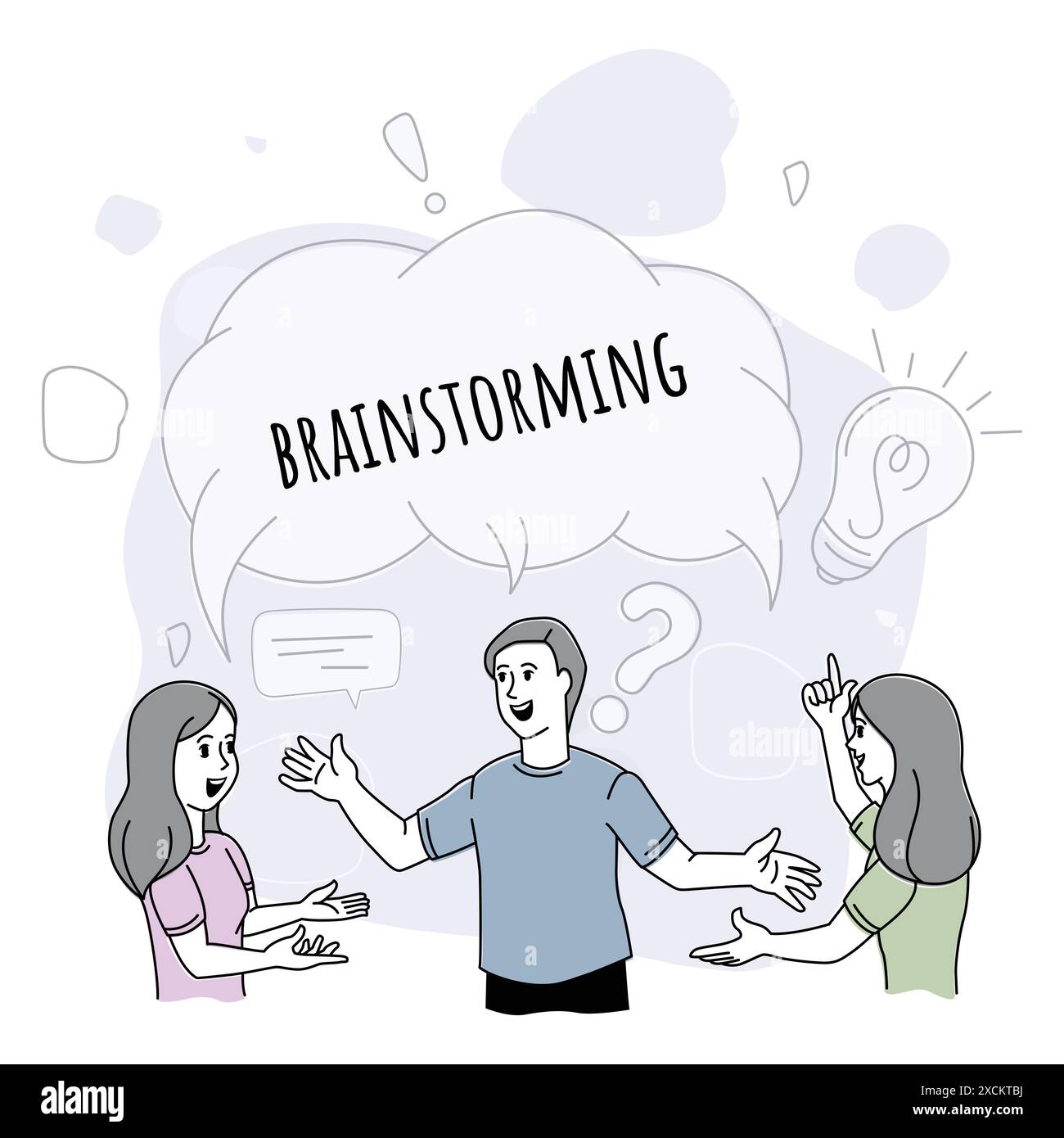 Young people discuss a solution. Brainstorm. The concept of teamwork ...