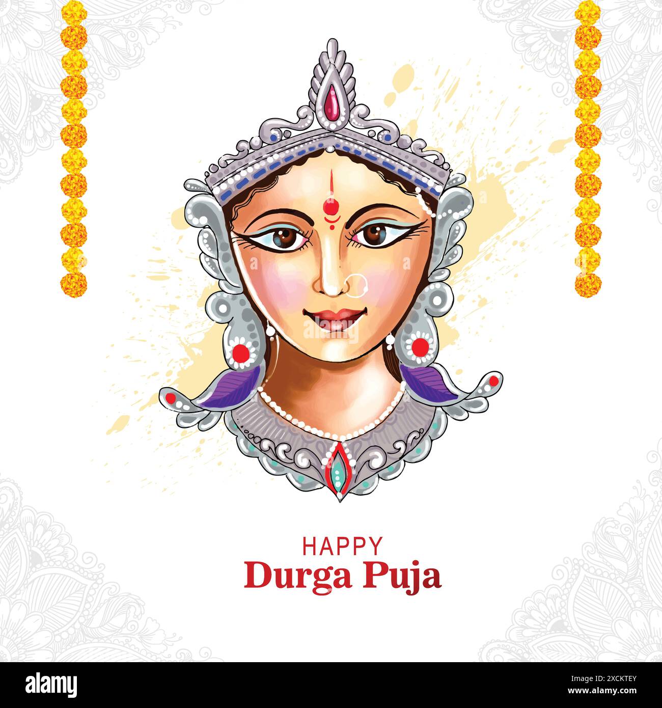 Indian festival goddess durga face holiday celebration card background ...