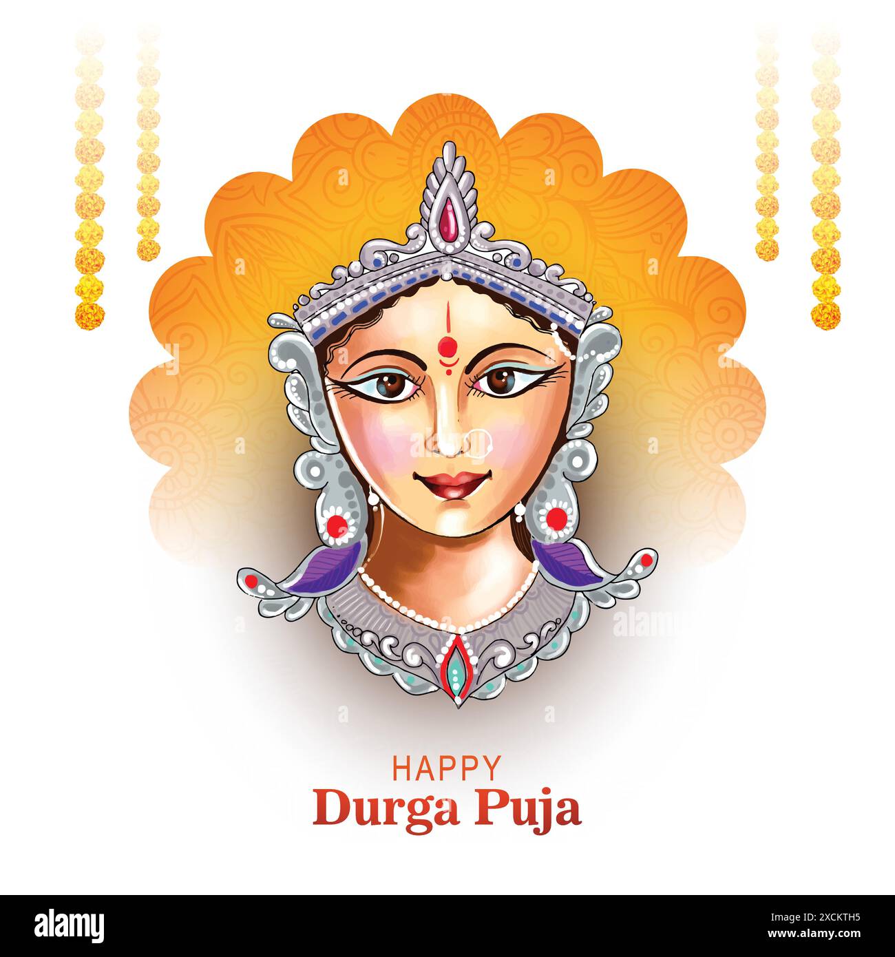 Indian festival goddess durga face holiday celebration card background ...