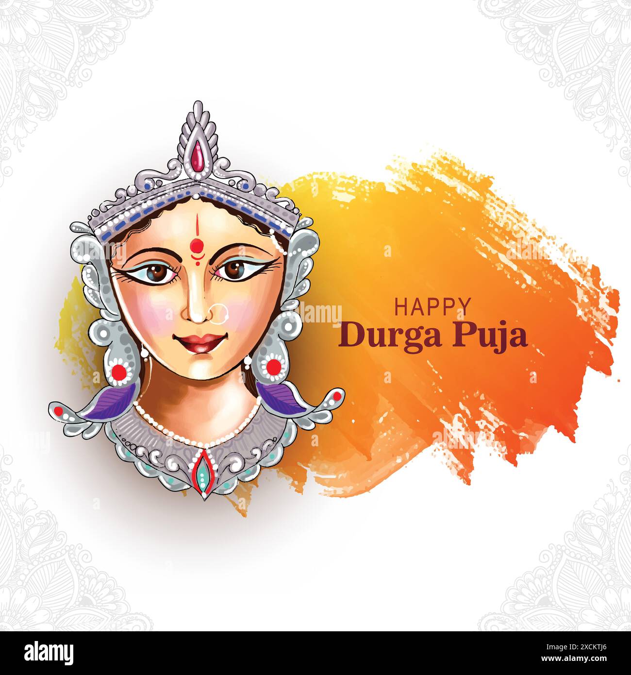 Indian god durga in happy durga puja subh navratri background Stock ...