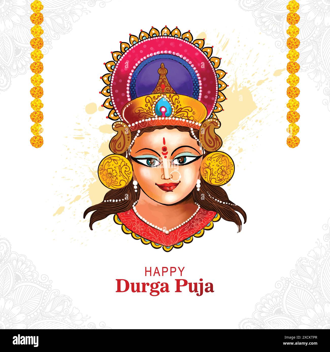 Indian god durga in happy durga puja subh navratri background Stock ...