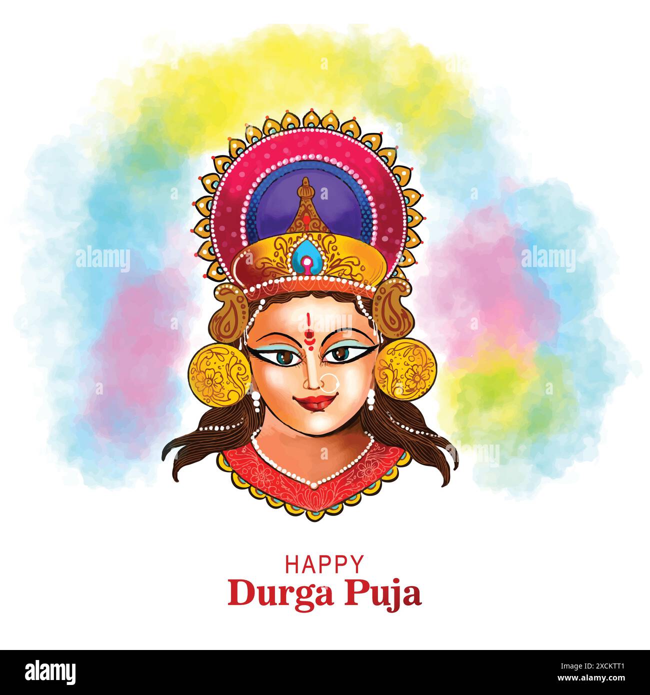 Happy durga puja india festival holiday card illustration background ...