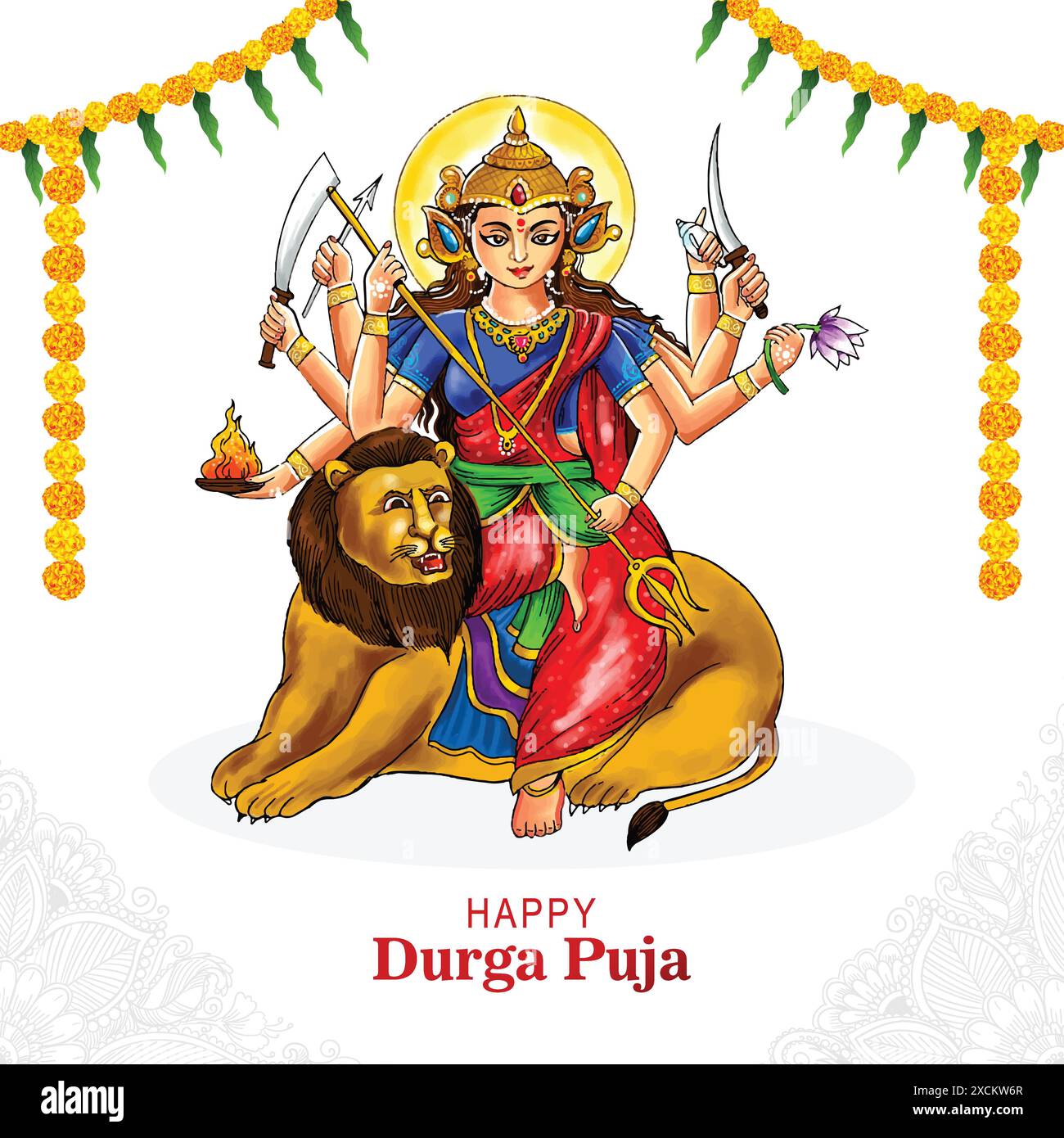 Happy durga puja indian cultural festival card celebration background ...