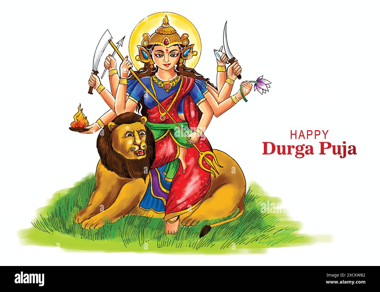 Happy durga puja indian cultural festival card celebration background ...