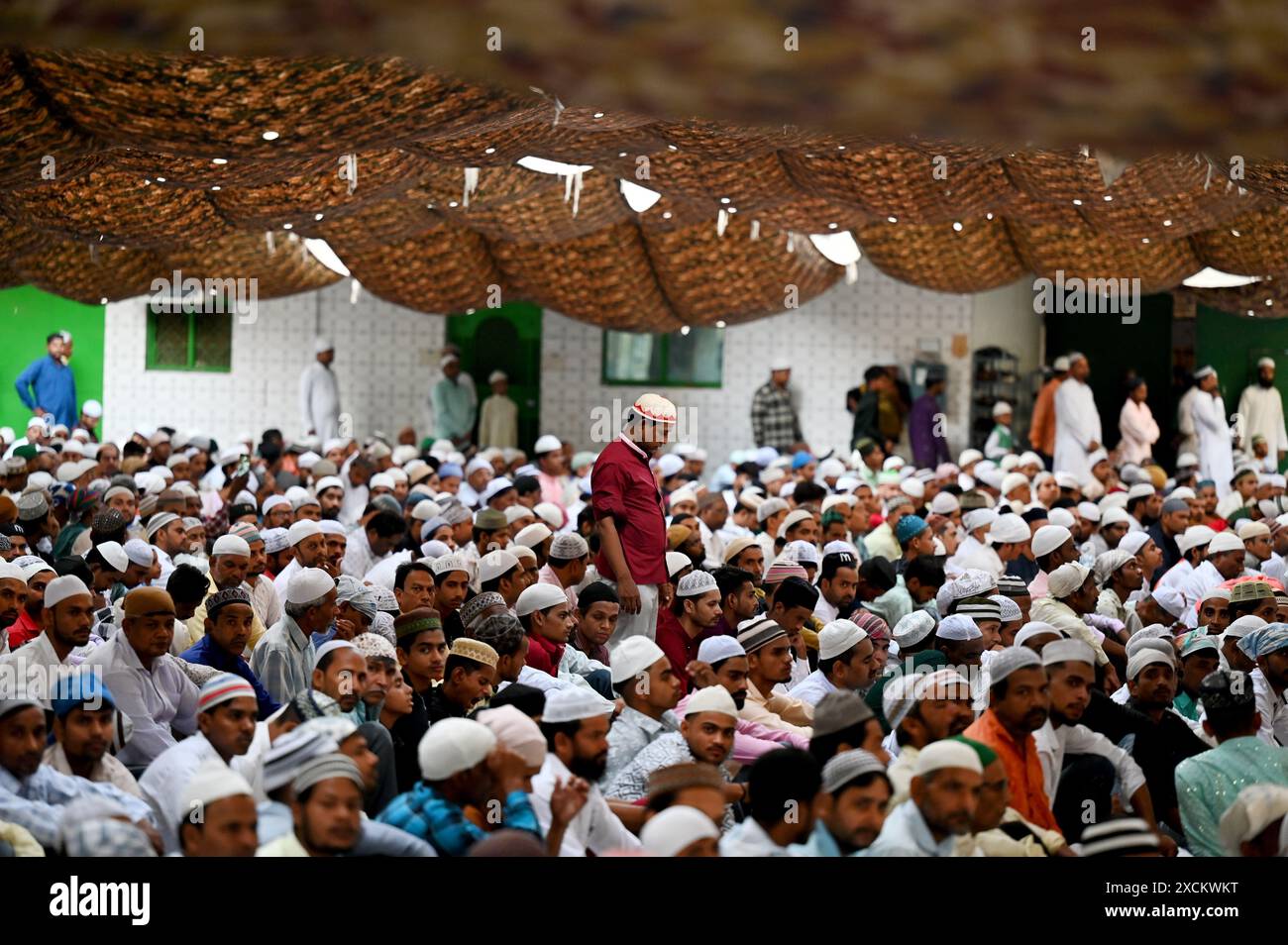 NOIDA, INDIA - JUNE 17: Muslims offer prayer (namaz) on the occasion of ...