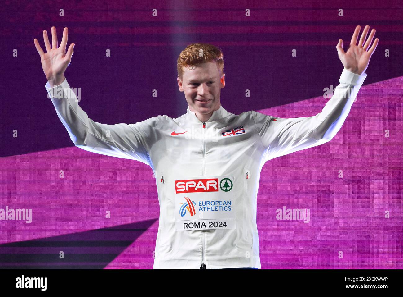 Charles Dobson of Great Britain celebrates during the medal ceremony of ...