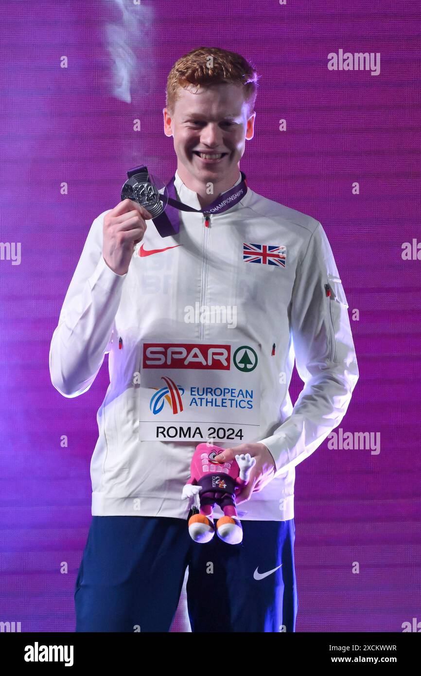 Charles Dobson of Great Britain celebrates during the medal ceremony of ...
