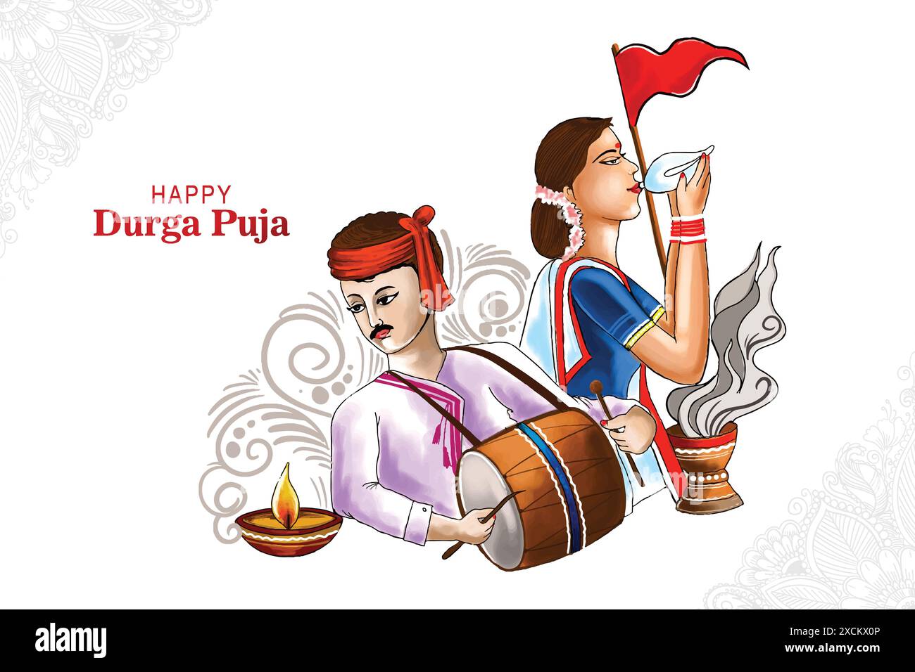 West bengal durga puja celebration card background Stock Vector Image ...