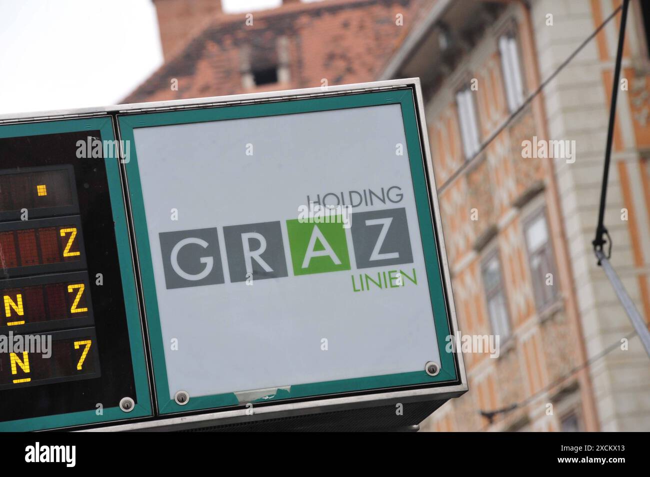 linien graz,streetcar in the city as urban public transport by rail ...