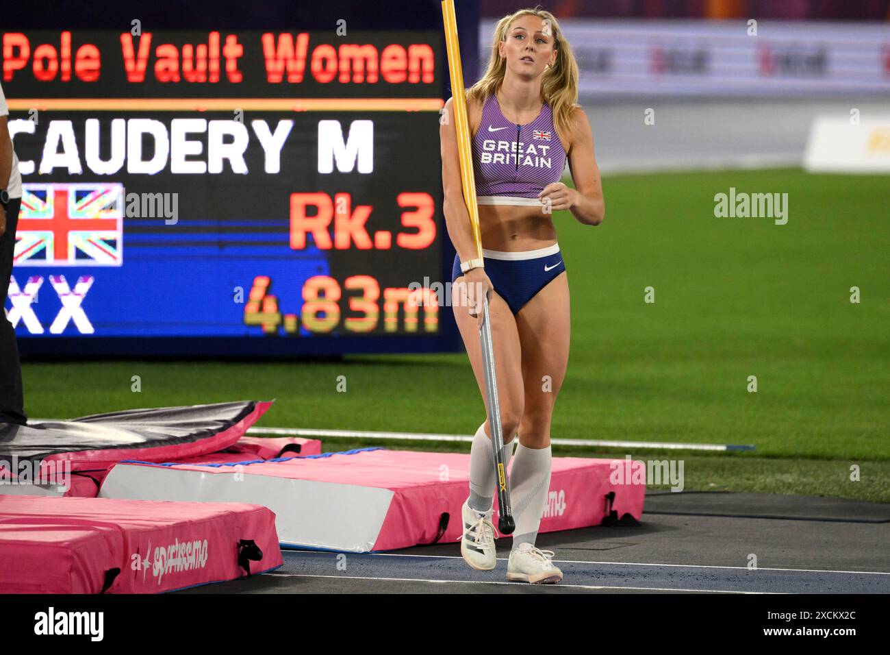 Molly Caudery of Great Britain competes in the pole vault women final ...
