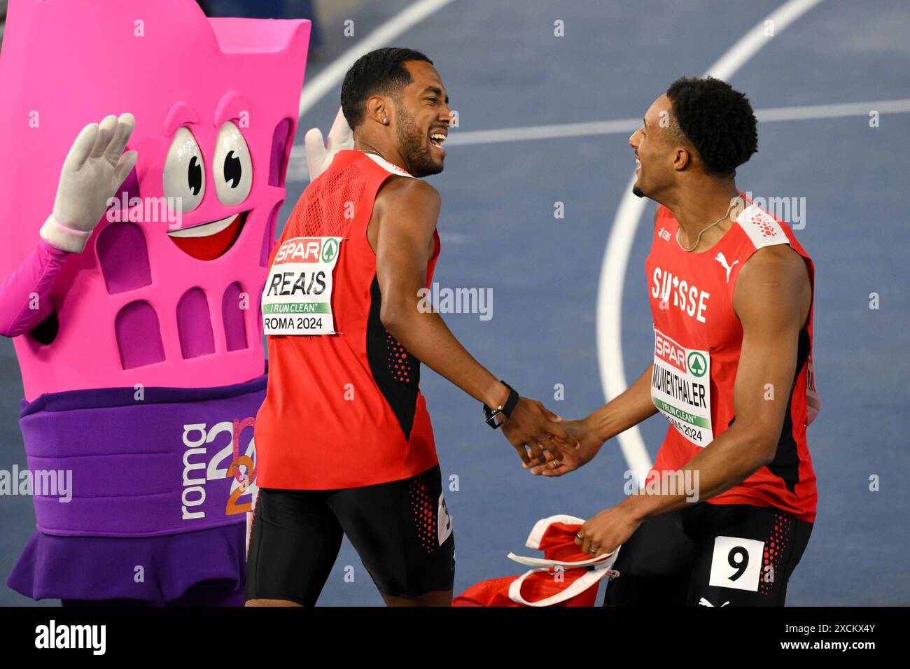 Timothe Mumenthaler (r) and William Reais of Switzerland celebrate ...