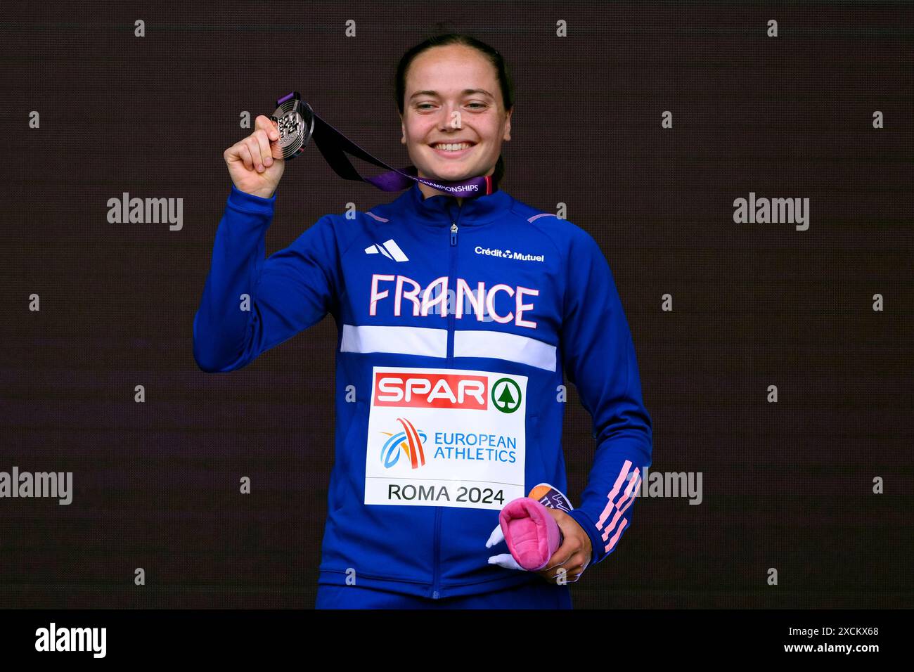 Agathe Guillemot of France celebrates during the medal ceremony of the ...