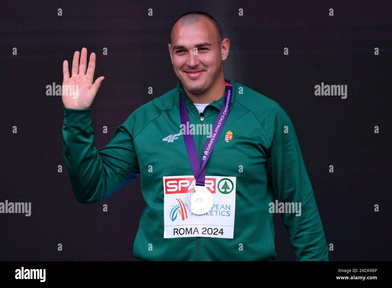 Bence Halasz of Hungary during the medal ceremony of the Hammer throw ...