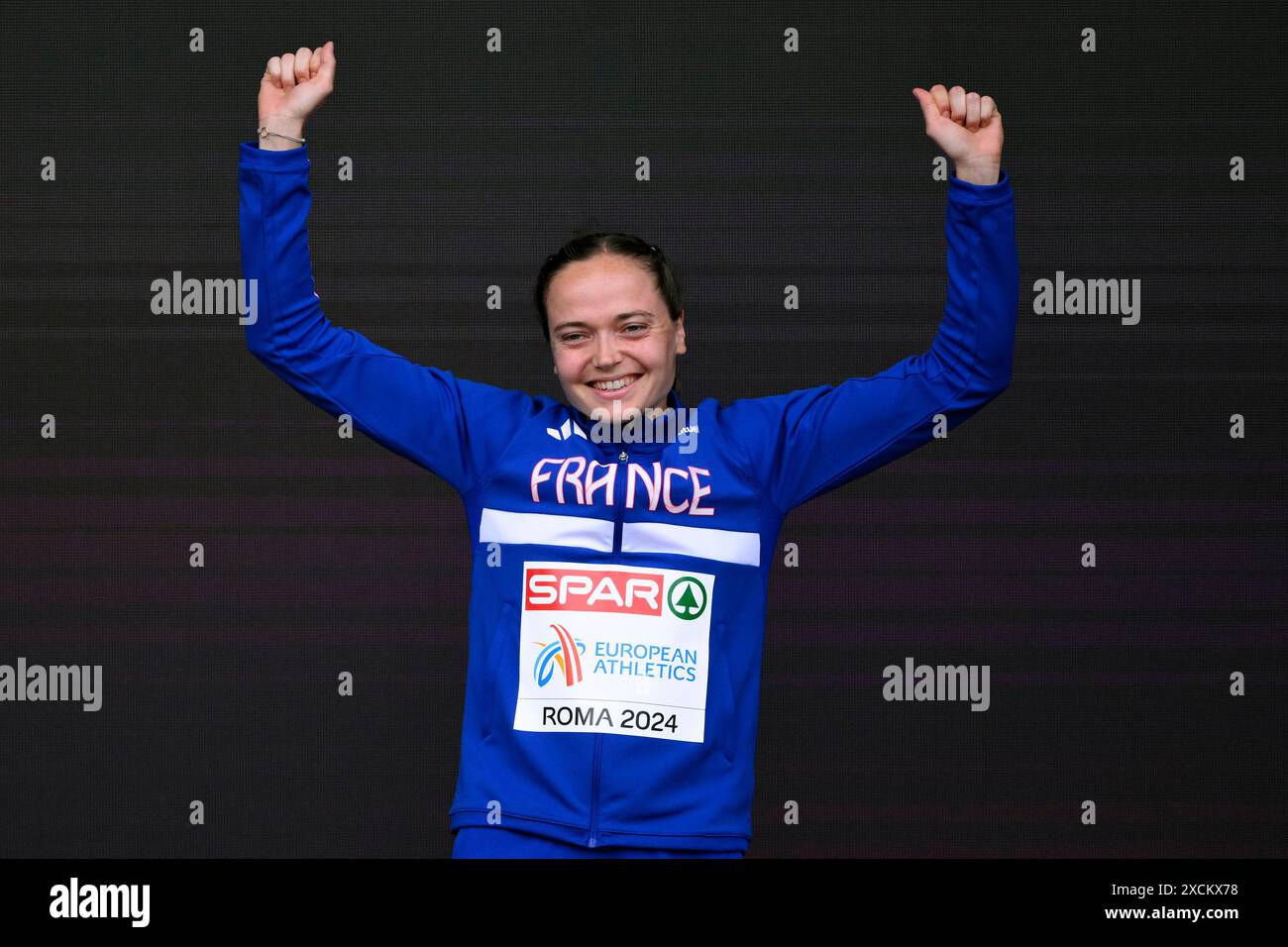 Agathe Guillemot of France celebrates during the medal ceremony of the ...