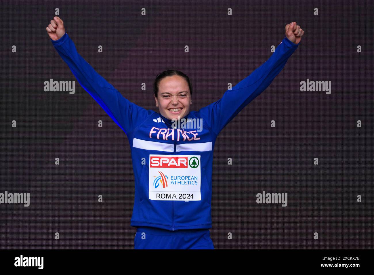 Agathe Guillemot of France celebrates during the medal ceremony of the ...
