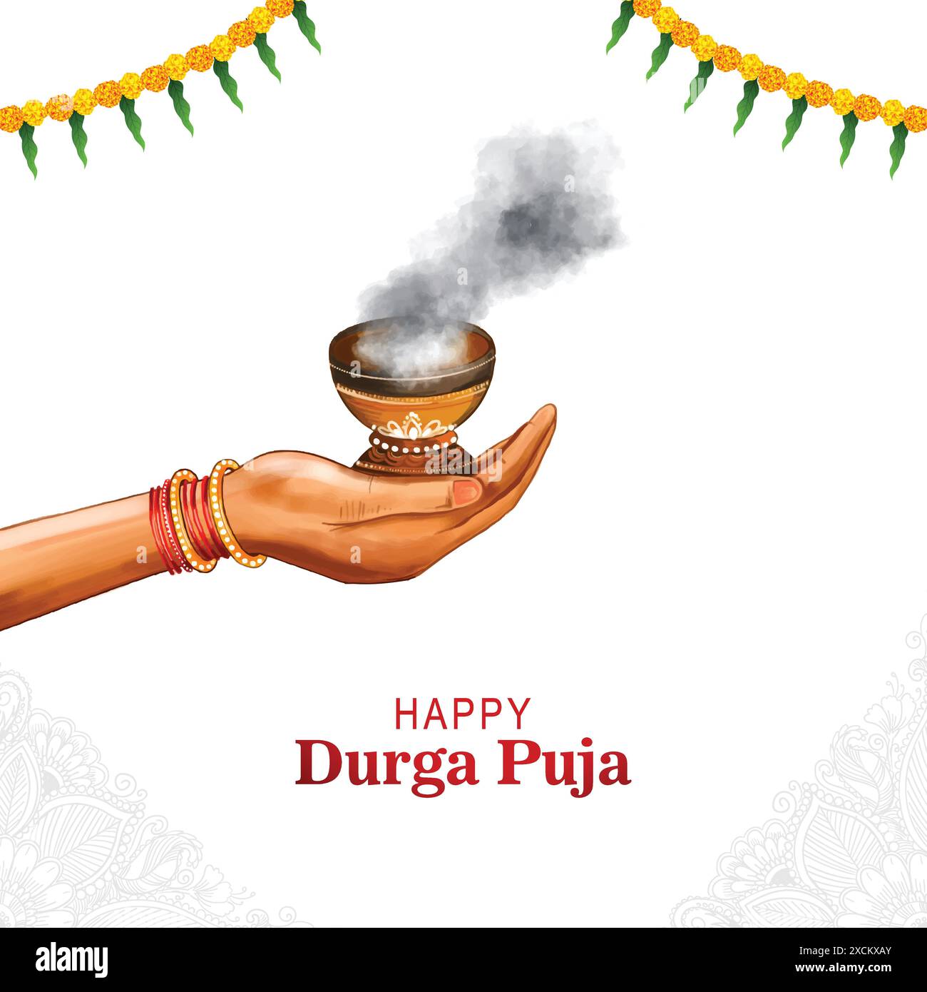 Happy durga puja clay dhunuchi with smoke indian puja festival ...