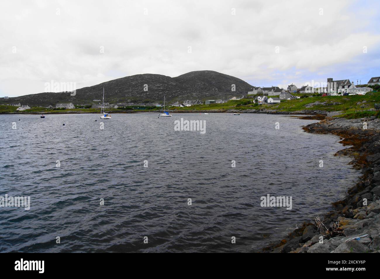Castlebay on The Isle of Barra, in the Outer Hebrides, Scotland, UK ...