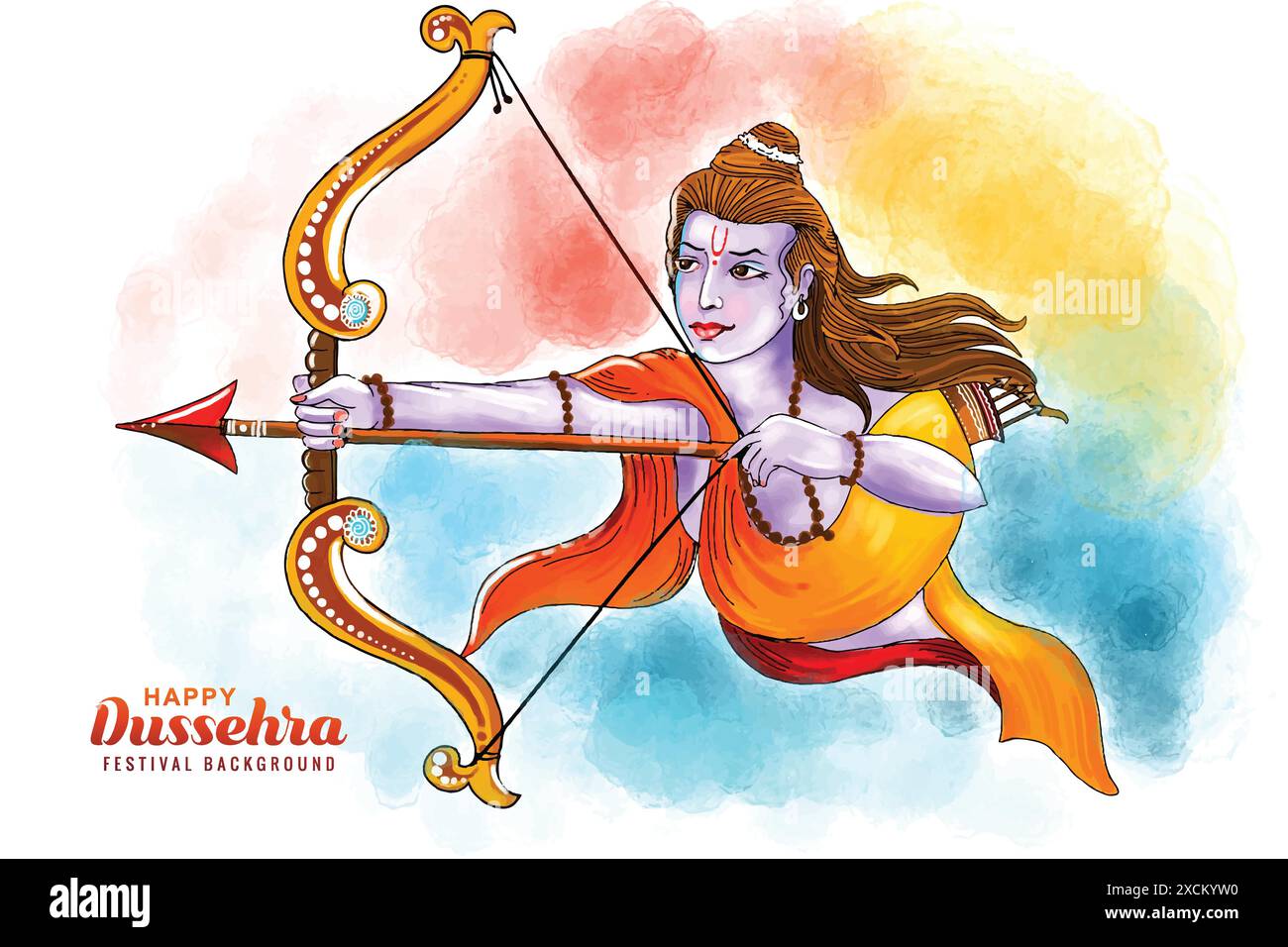 Lord Shree Ram Navami Festival Wishes Card Background Stock Vector