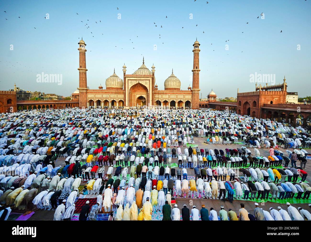 NEW DELHI, INDIA - JUNE 17: Muslims offering prayers at Jama Masjid on ...