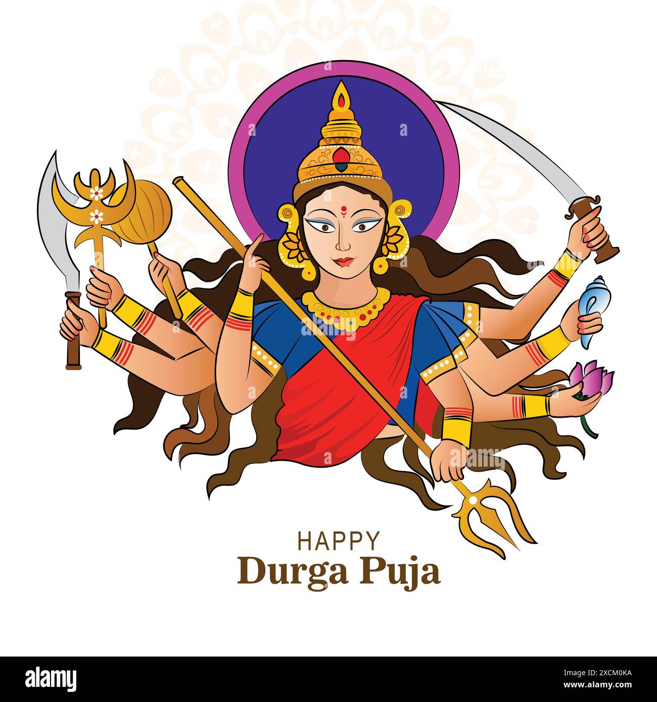 Indian god durga in happy durga puja subh navratri background Stock ...