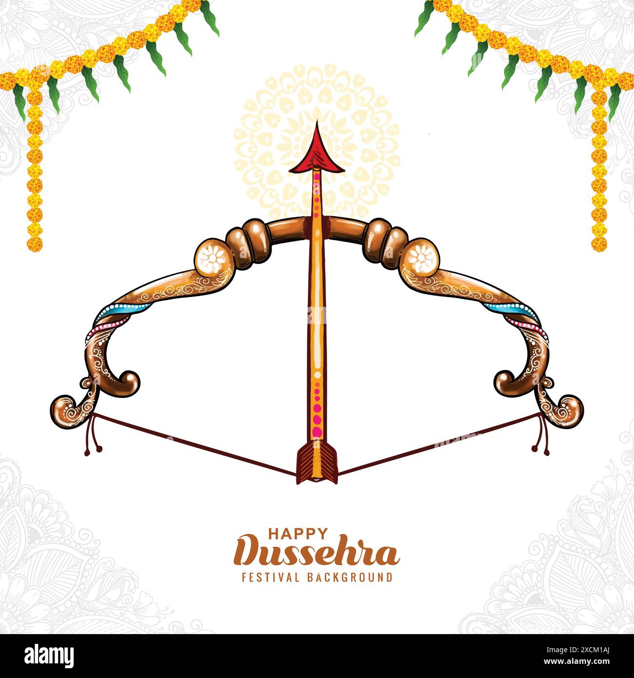 Happy dussehra card with bow and arrow Stock Vector Image & Art - Alamy