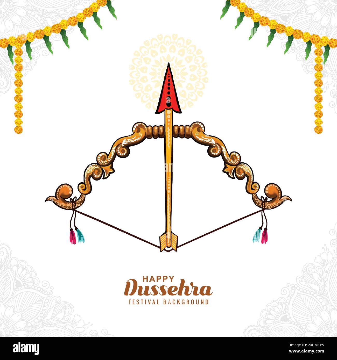 Happy dussehra watercolor bow and arrow celebration card design Stock ...