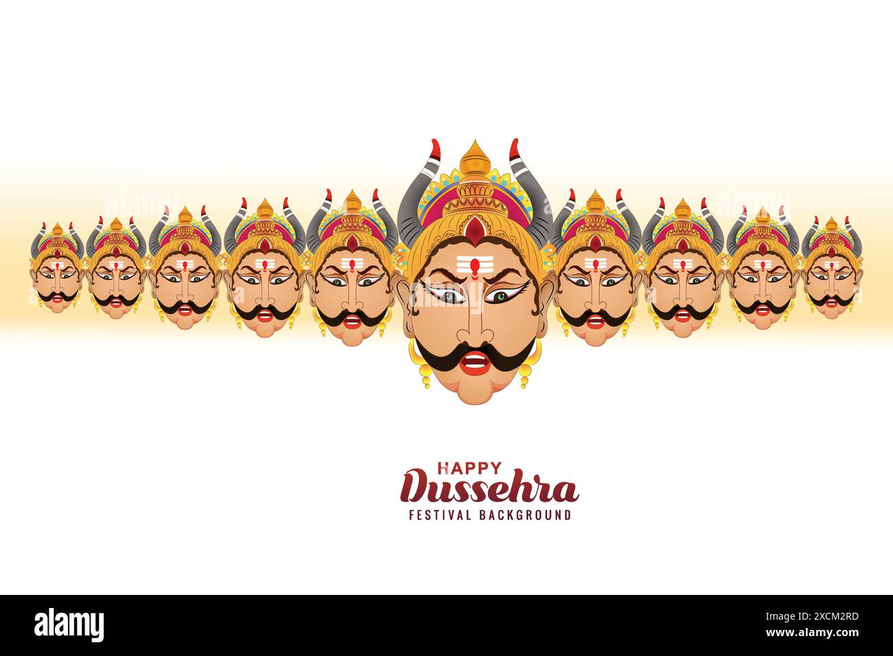 Happy dussehra celebration angry ravan with ten heads card background ...