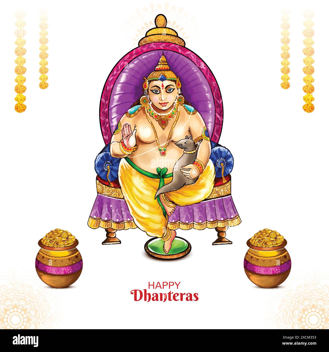 Shubh dhanteras festival celebration lord kuber card background Stock ...
