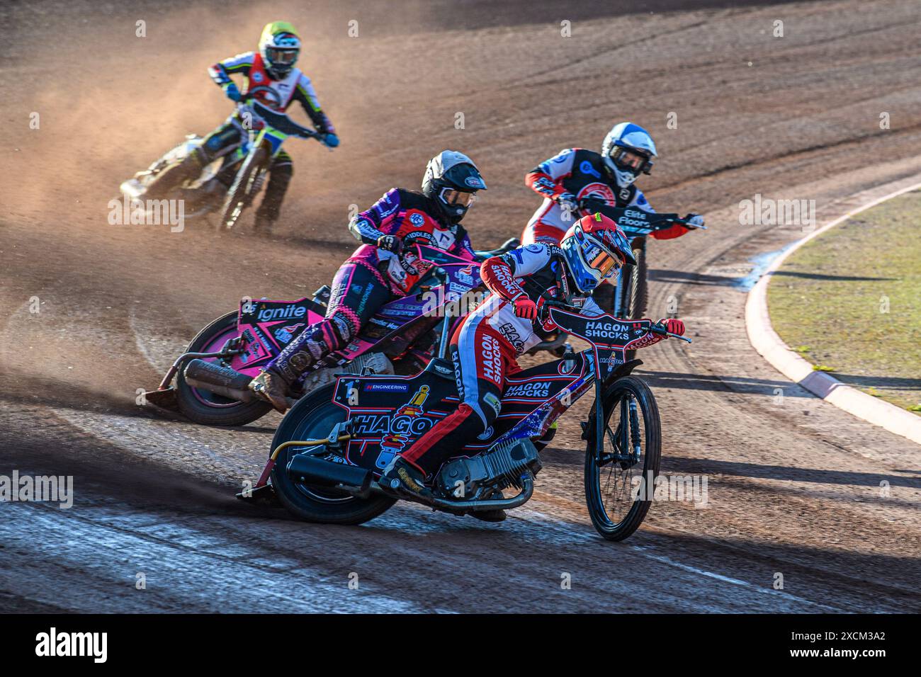 Belle Vue Colts' Sam Hagon in Red leading Middlesbrough Tigers' Ben ...