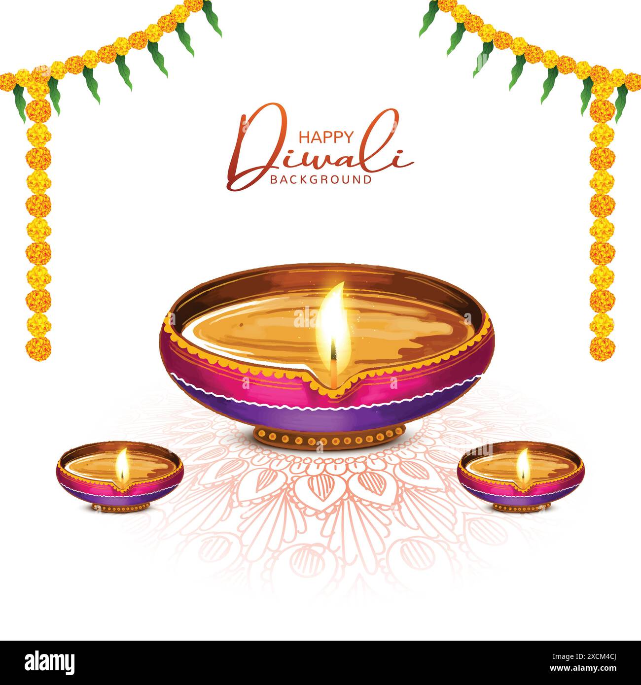 Traditional indian festival diwali with lamps card background Stock ...