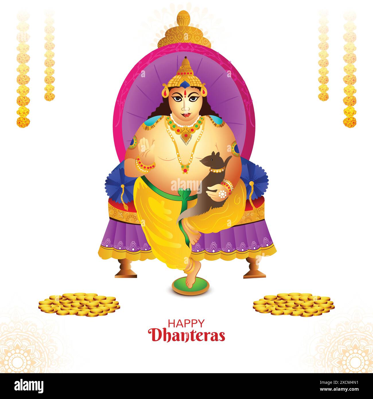 Shubh dhanteras festival celebration lord kuber card background Stock ...